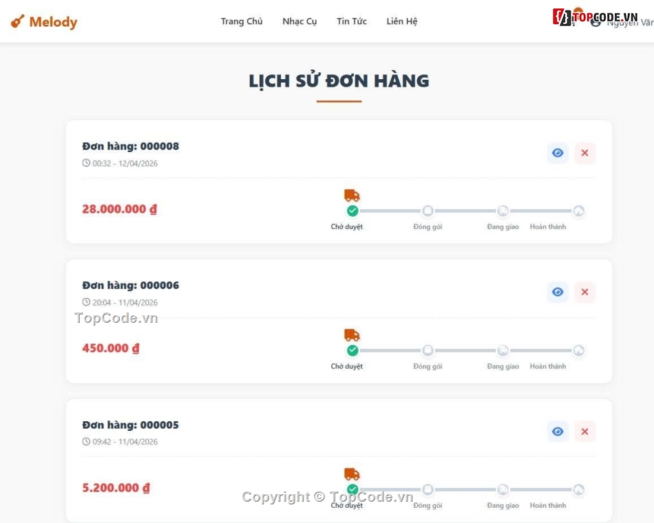 Đồ án shop bán dụng cụ âm nhạc MELODY