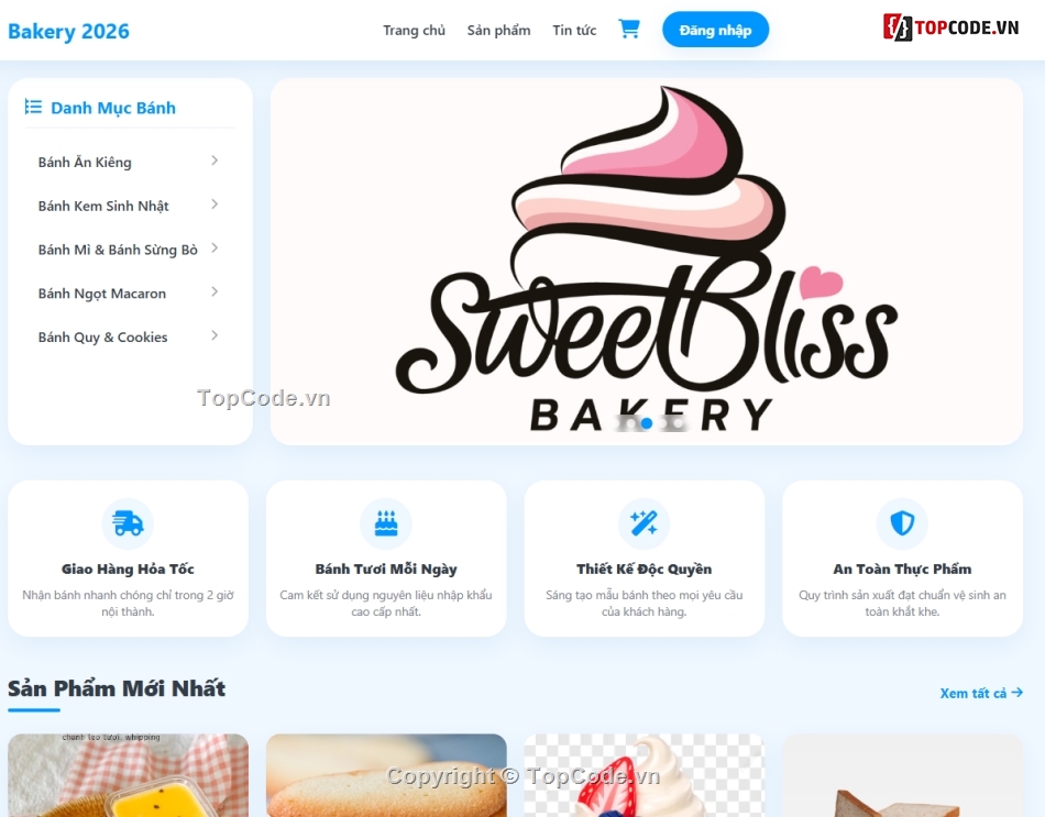 Website quản lý tiệm bánh Bakery Manager 2026