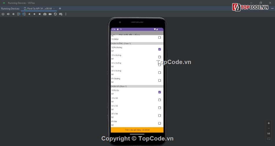 Full code App Android đặt trà sữa bằng java giao diện hiện đại
