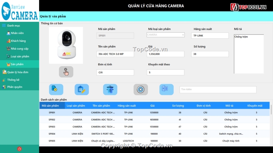 Source Code Phần Mềm Quản Lý Cửa Hàng Bán Camera Winform C Full Code Database Báo Cáo Slide